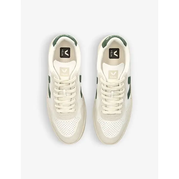 VEJA V-90 Logo-embroidered Leather Low-top Trainers - White/oth