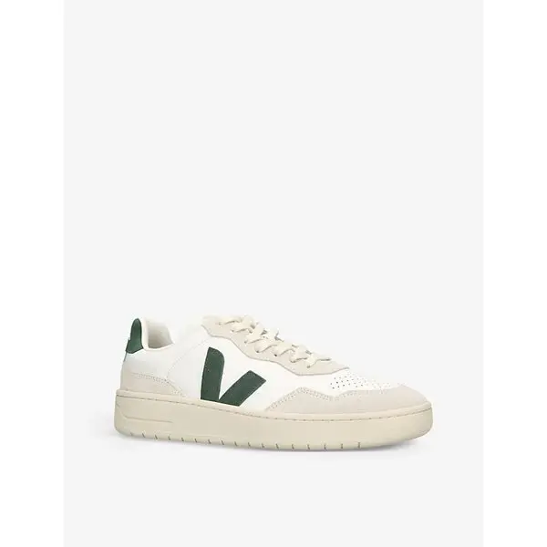 VEJA V-90 Logo-embroidered Leather Low-top Trainers - White/oth