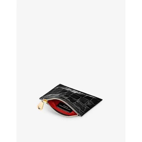 ASPINAL OF LONDON Croc-embossed Leather Pouch