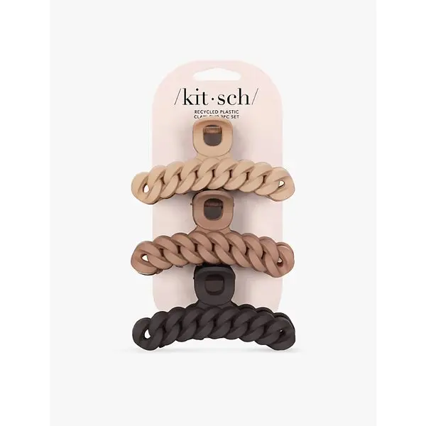 KITSCH Chain Hair Claw Clips Set Of Three - Neutral