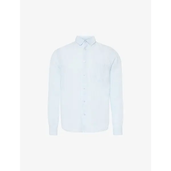 Vilebrequin Caroubis Brand-embroidered Linen Shirt Xxl - Bleu Ciel