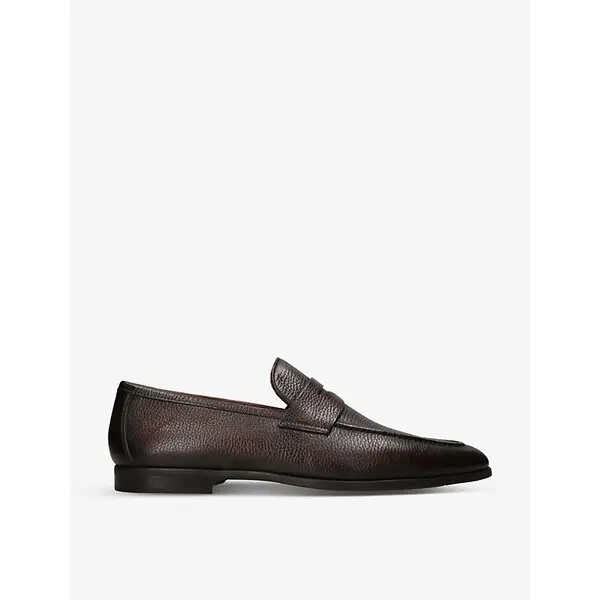 Magnanni Diezma Leather Penny Strap Loafers - Mid Brown