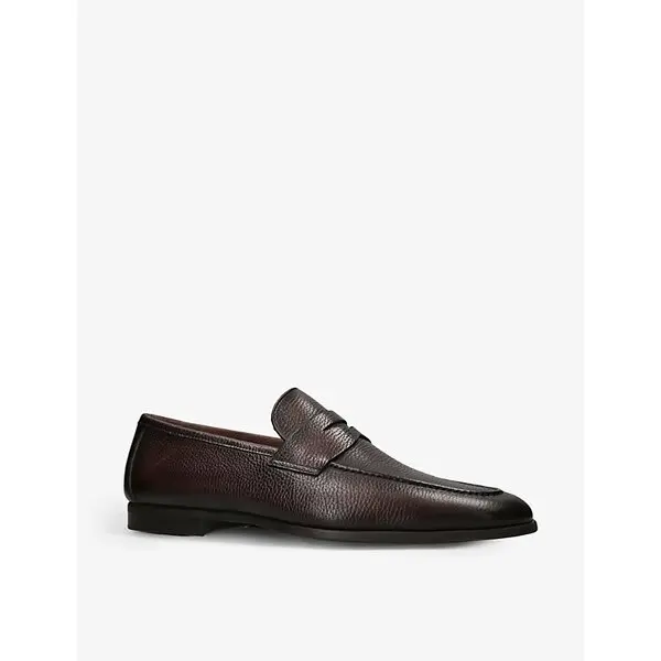 Magnanni Diezma Leather Penny Strap Loafers - Mid Brown