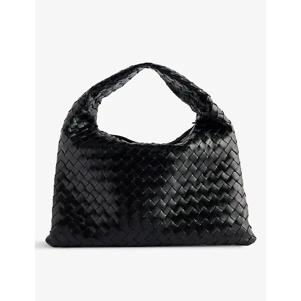 Bottega Veneta Hop Small Leather Shoulder Bag - Black-m Brass