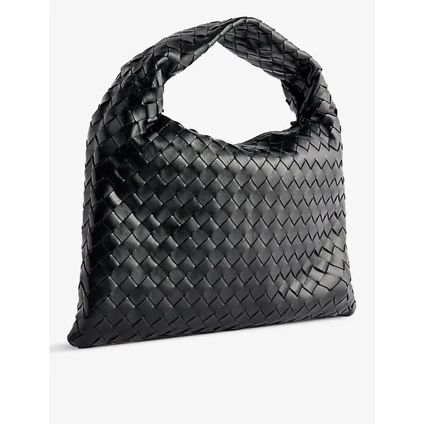 Bottega Veneta Hop Small Leather Shoulder Bag - Black-m Brass