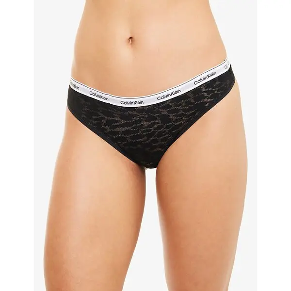 Calvin Klein Modern Branded-waistband Stretch-lace Briefs