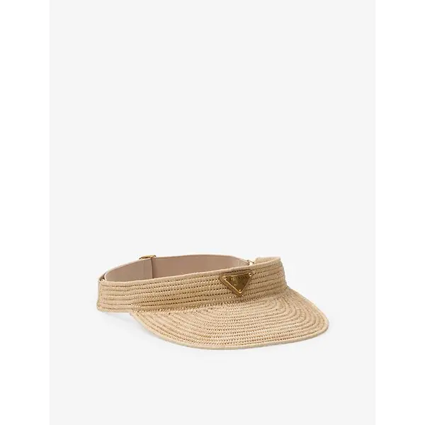 Prada Brand-plaque Woven Visor - Neutral