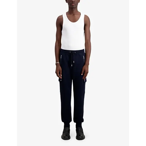 The Kooples Drawstring-waist Zipped-pocket Cotton-jersey Jogging Bottoms
