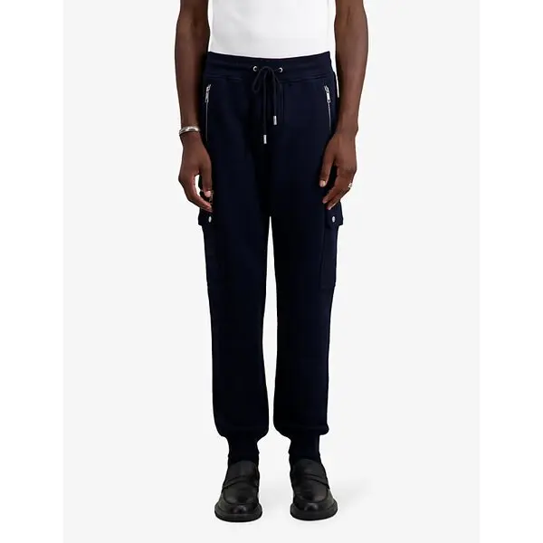 The Kooples Drawstring-waist Zipped-pocket Cotton-jersey Jogging Bottoms