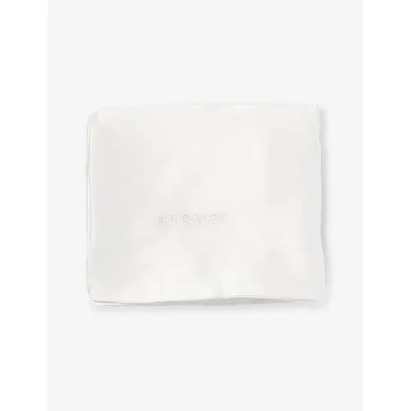 DROWSY SLEEP CO. Brand-embroidered Silk Pillowcase