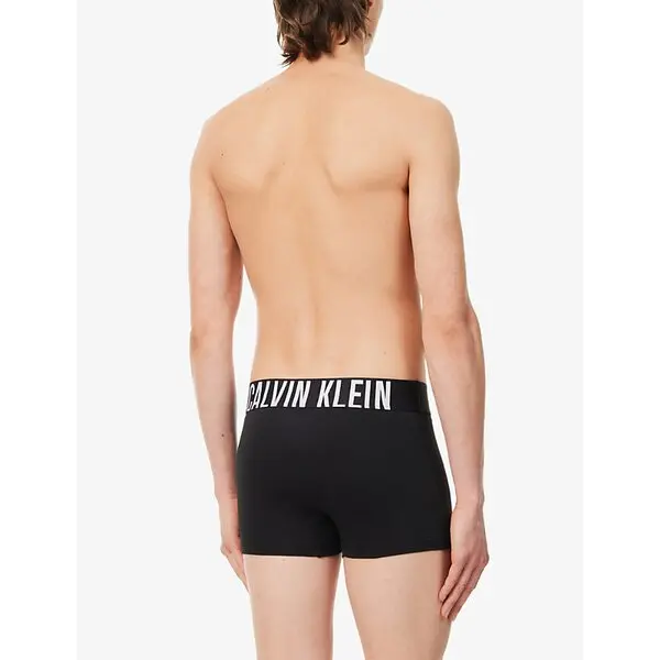 Calvin Klein Logo-waistband Pack Of Three Stretch-cotton Trunks - Black Black Black
