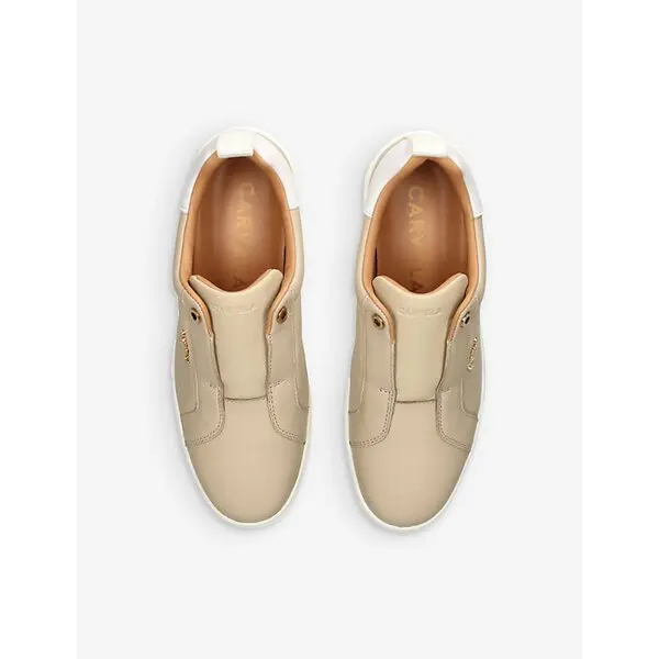Carvela Connected Laceless Platform Leather Trainers - Taupe