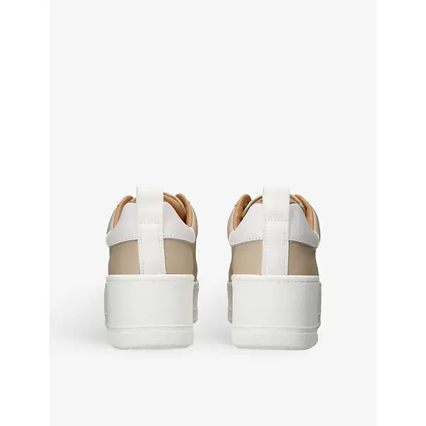Carvela Connected Laceless Platform Leather Trainers - Taupe