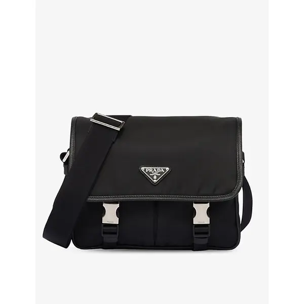 Prada Re-nylon And Leather Shoulder Bag - Black