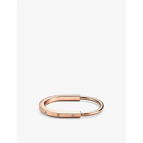Tiffany & Co. Lock 18ct Rose-gold And Diamond Bangle - Rose Gold