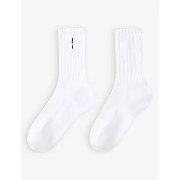 Sandro Logo-embroidered Ribbed Ankle Socks - Naturels
