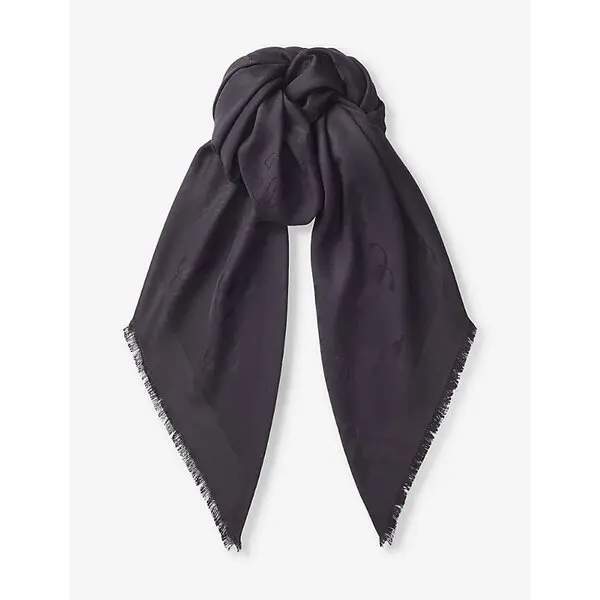 JIMMY CHOO Emani Brand-print Silk-blend Scarf - S200 Black