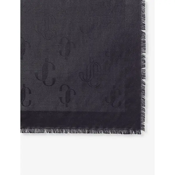 JIMMY CHOO Emani Brand-print Silk-blend Scarf - S200 Black