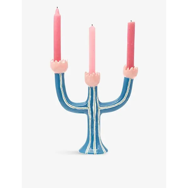 LAETITIA ROUGET Tulip Hand-painted Ceramic Candleholder 28cm
