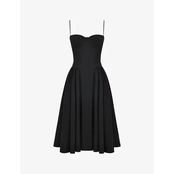 House Of Cb Samaria Corseted Woven Midi Dress - Black | Editorialist