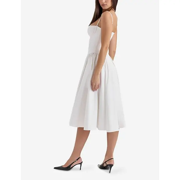 House of CB Samaria Corseted Woven Midi Dress - White