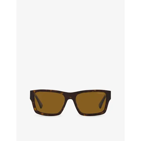 Prada Pr 25zs Rectangle-frame Tortoiseshell Sunglasses - Brown