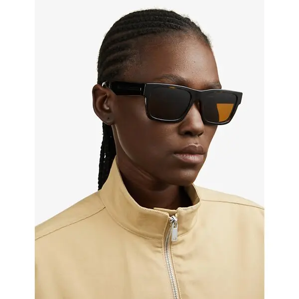 Prada Pr 25zs Rectangle-frame Tortoiseshell Sunglasses