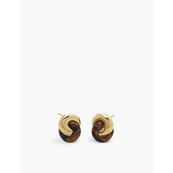 Monica Vinader X Kate Young Vermeil Sterling-silver Tiger's Eye Earrings - Yellow Gold