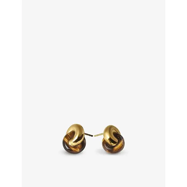 Monica Vinader X Kate Young Vermeil Sterling-silver Tiger's Eye Earrings - Yellow Gold