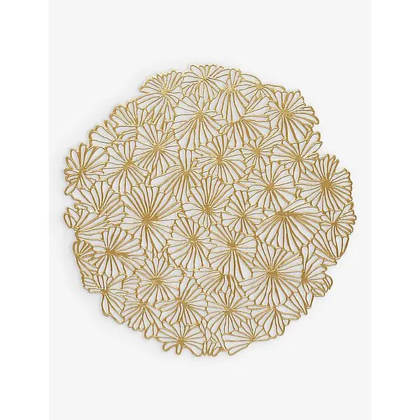 CHILEWICH Daisy-design Pressed-vinyl Round Placemat 39cm - Gilded