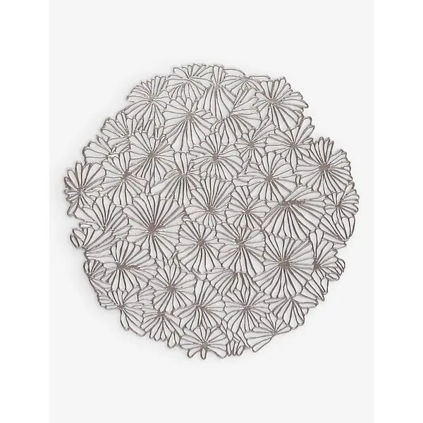 CHILEWICH Daisy-design Pressed-vinyl Round Placemat 39cm - Gunmetal