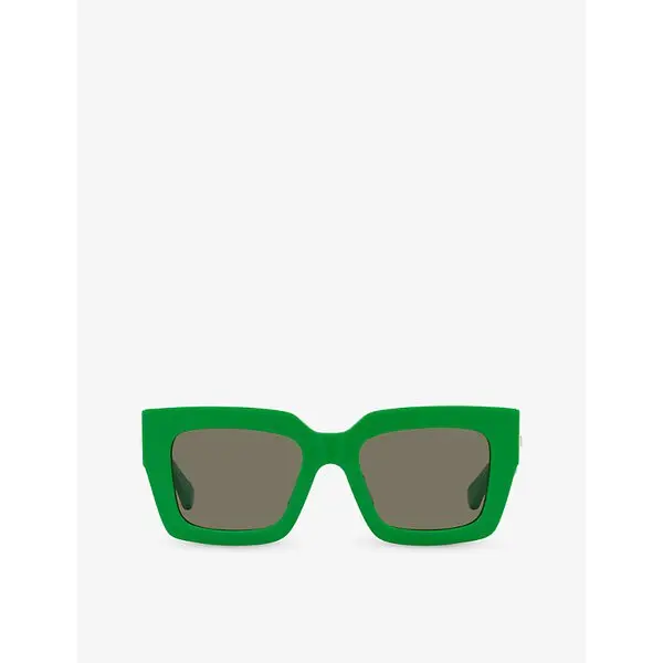 Bottega Veneta Rectangle Acetate Sunglasses - Green