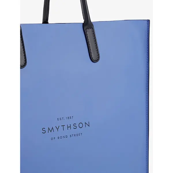 Smythson Kingly Logo-embossed Leather Tote Bag - Smythson Blue