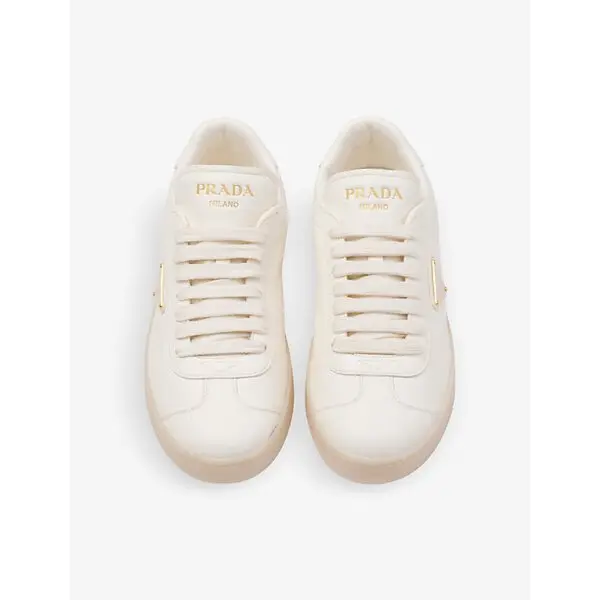 Prada Brand-patch Leather Low-top Trainers - Neutral