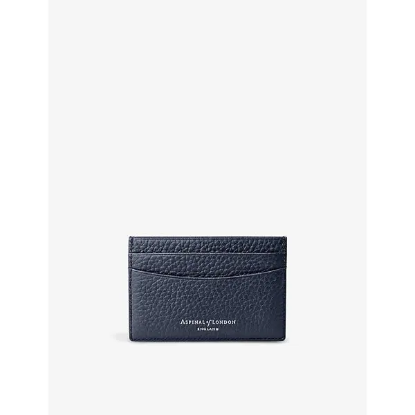 ASPINAL OF LONDON Logo-embellished Leather Card Holder - Navy