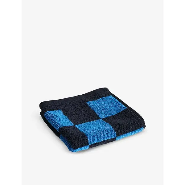 HAY Check-pattern Cotton Wash Cloth - Cobalt Blue