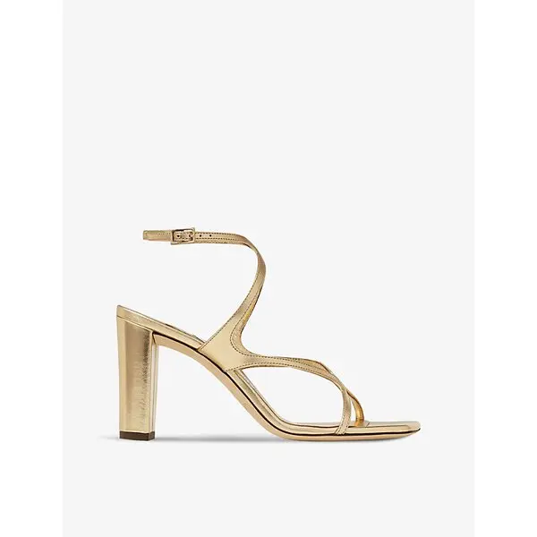 JIMMY CHOO Azie 85 Leather Heeled Sandals - Gold
