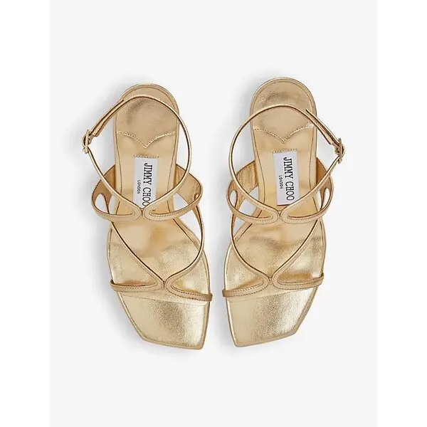 JIMMY CHOO Azie 85 Leather Heeled Sandals - Gold