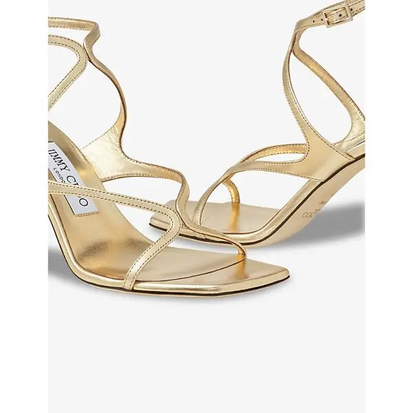 JIMMY CHOO Azie 85 Leather Heeled Sandals - Gold