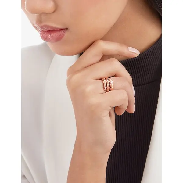 BVLGARI Serpenti Viper Rose-gold And Diamond Ring