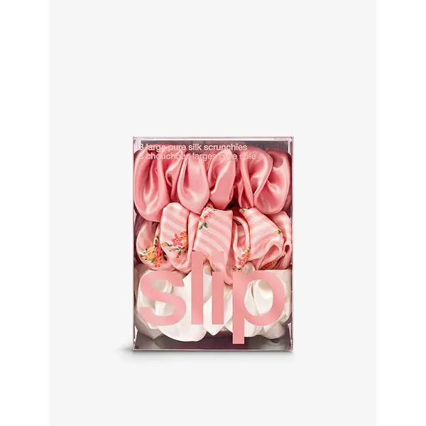 Slip Large Silk Scrunchies Pack - White/pink