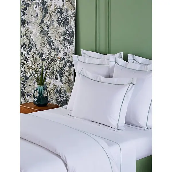 YVES DELORME Athena Stripe-embroidered Cotton Duvet Cover