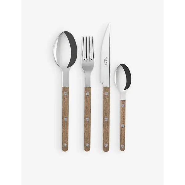 SABRE Bistrot Stainless-steel And Cutlery Set Of Four - Teak