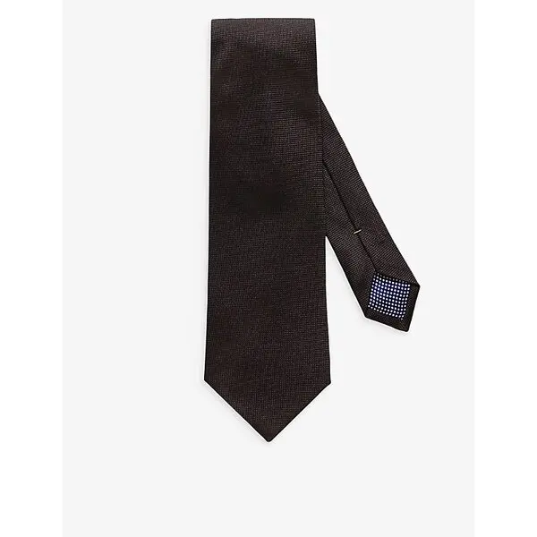 Eton Geometric-weave Silk Tie - Black