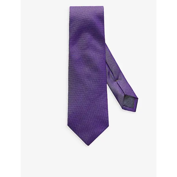 Eton Geometric-weave Silk Tie - Dark Purple