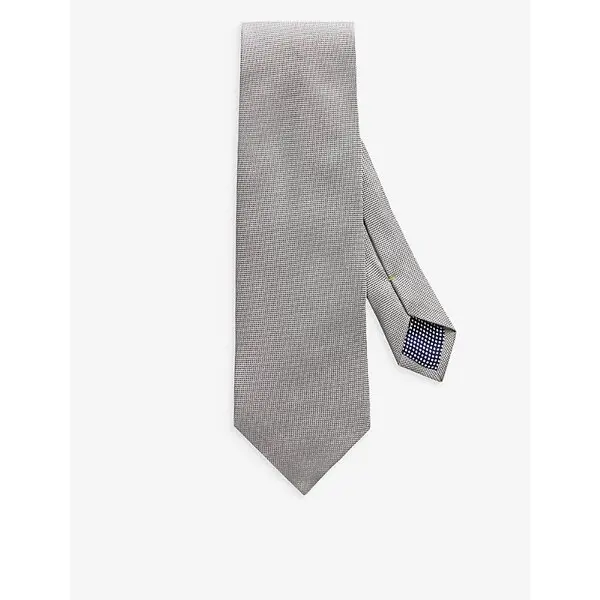 Eton Geometric-weave Silk Tie - Mid Grey