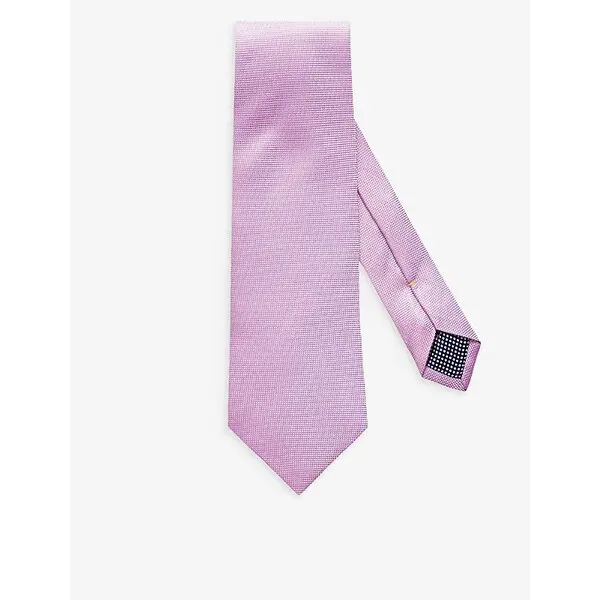 Eton Geometric-weave Silk Tie - Pink
