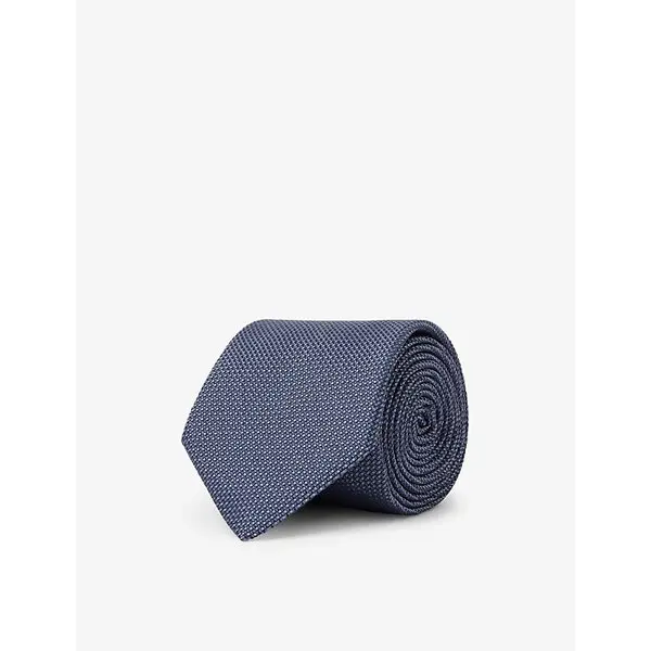 REISS Ceremony Textured Silk-blend Tie - Airforce Blue