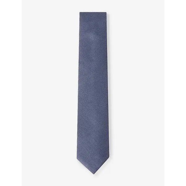 REISS Ceremony Textured Silk-blend Tie - Airforce Blue