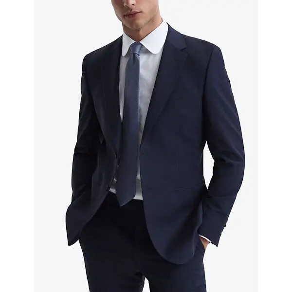 REISS Ceremony Textured Silk-blend Tie - Airforce Blue